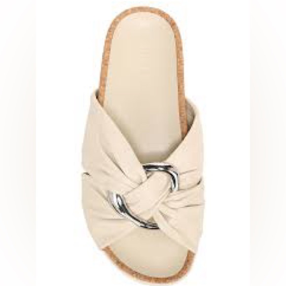 Vince | Shoes | Vince Cream Silver Mules With Knotted Design | Poshmark